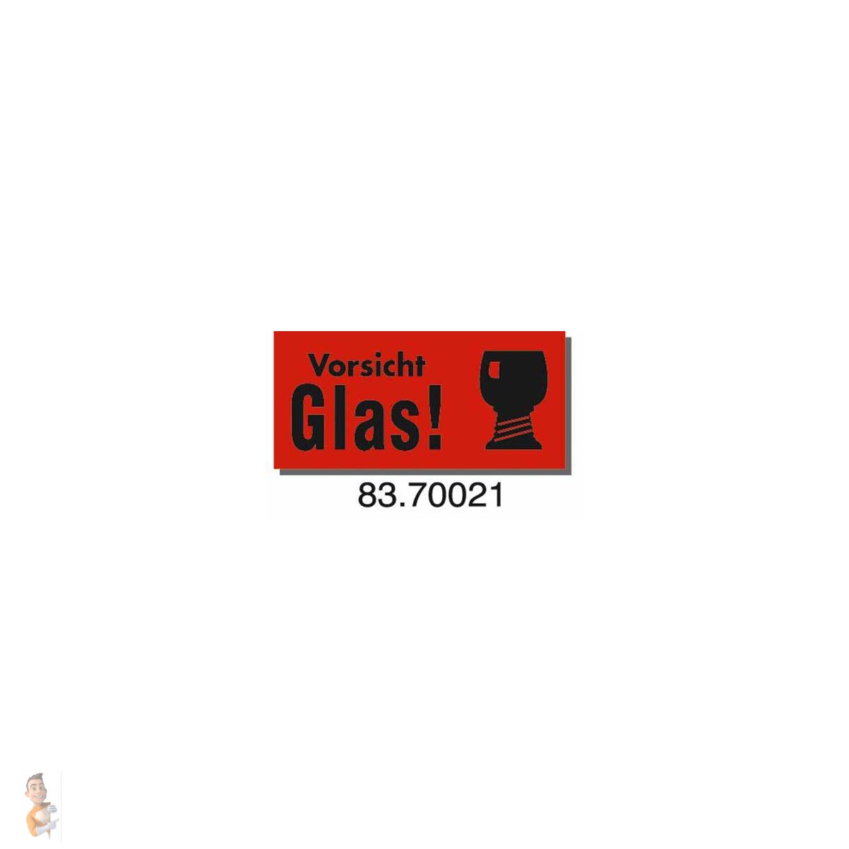 Warnetiketten, 145 x 70 mm, aus Papier, mit Aufdruck, "Vorsicht Glas ...